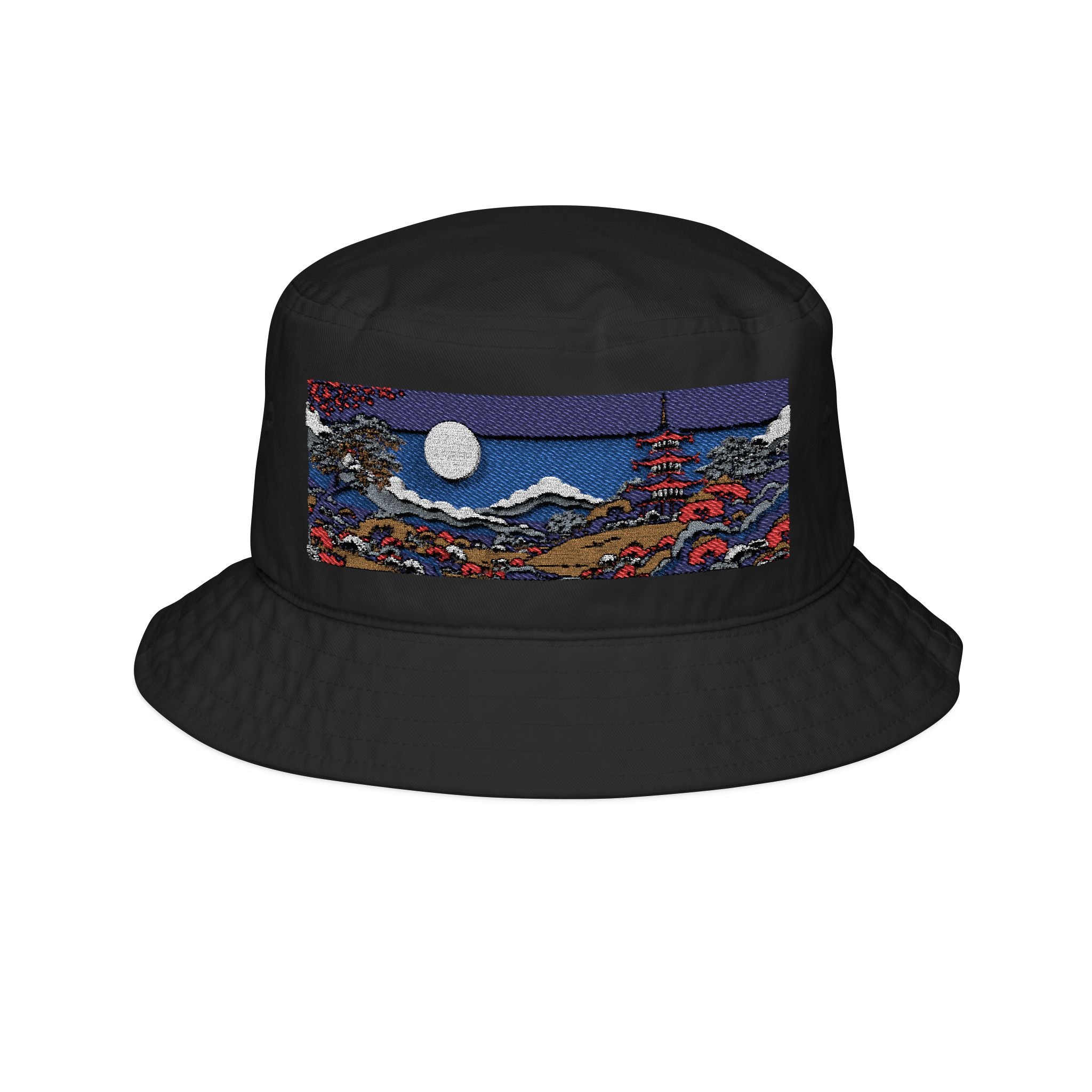 Bucket Hat - Japanese Mountain Landscape Embroidery – Above My Head ...